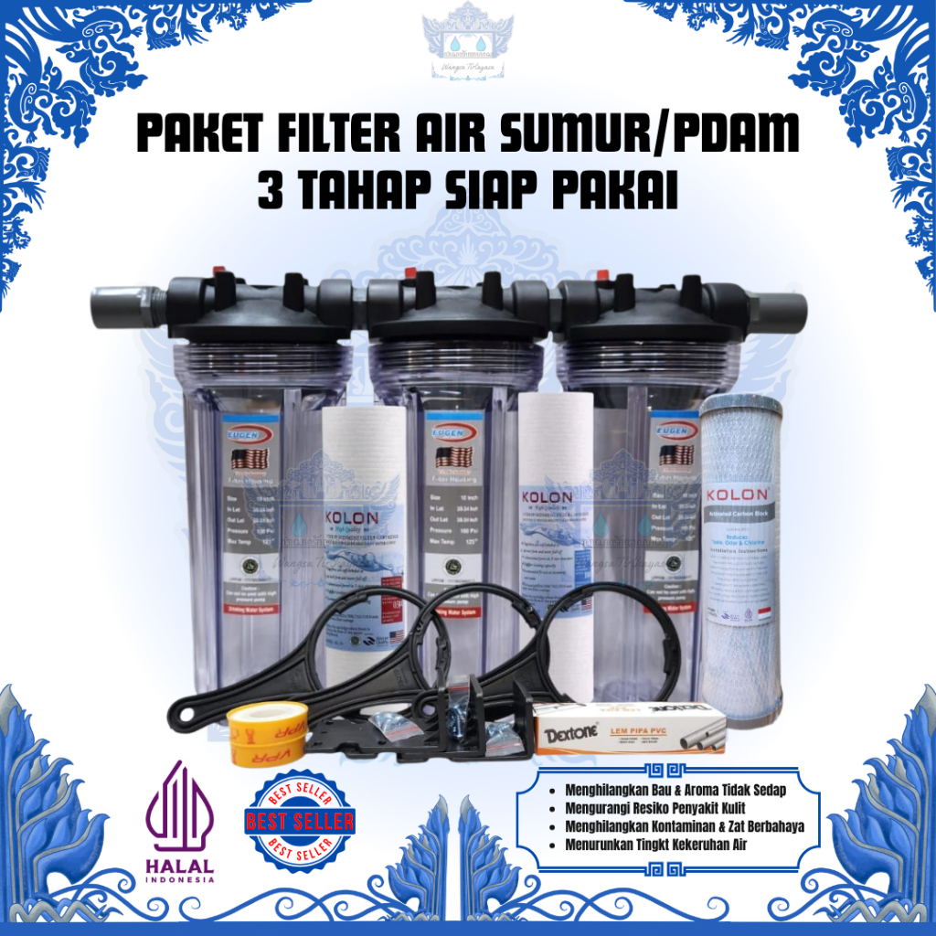 Jual Paket Filter Air 3 Tahap SIAP PAKAI 10 Inch Sedimen Sedimen CTO ...