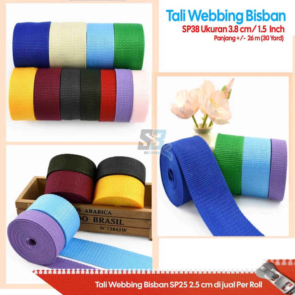 Jual Tali Webbing Sling Strap Lebar 3.8 cm Tebal 1mm untuk Tali Tas ...