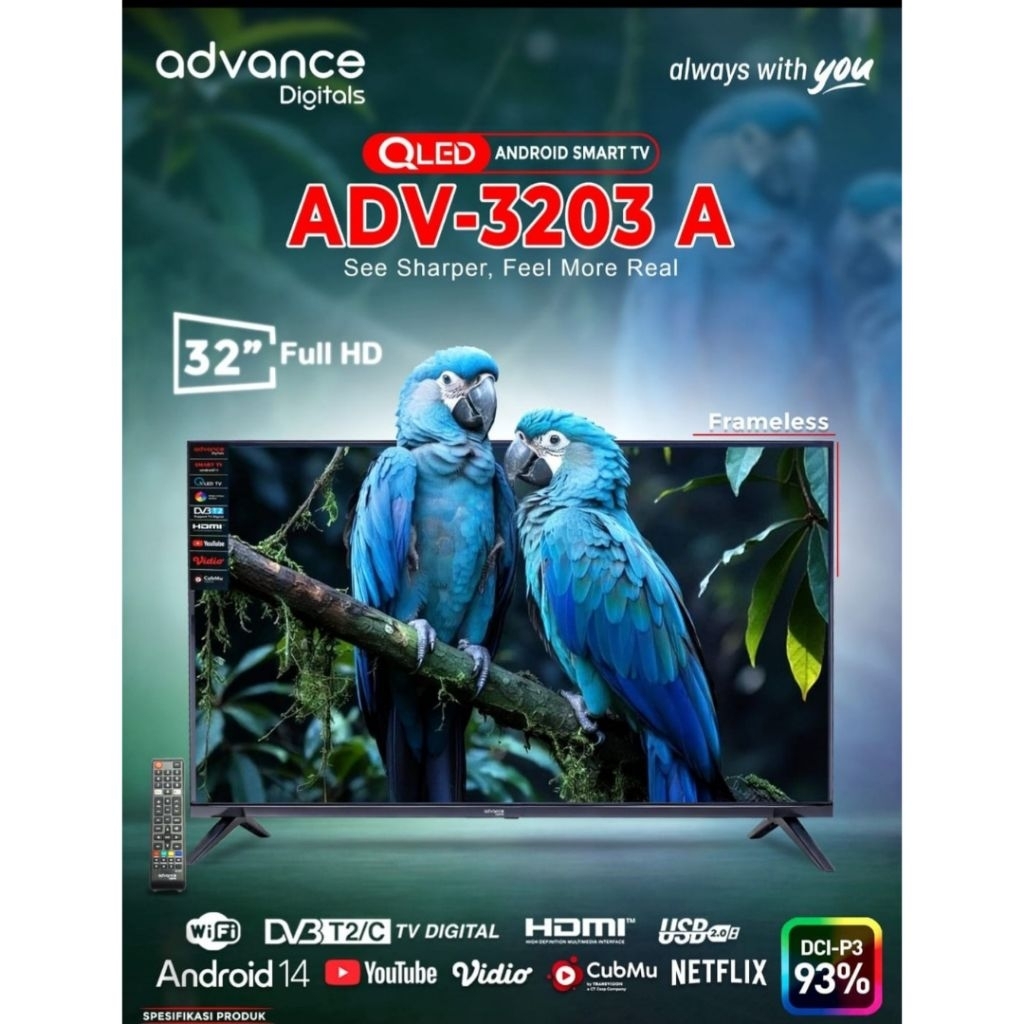 Jual ADVANCE DIGITAL LED TV 32 INCH ANDROID 14 QLED ADV-3203A | Shopee ...