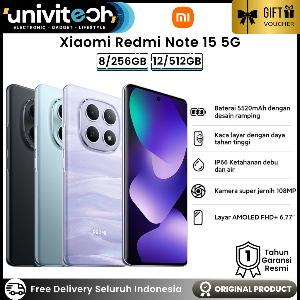 Jual Xiaomi Redmi Note 15 5G 12/512GB Snapdragon6 Gen3 Curve Amoled ...