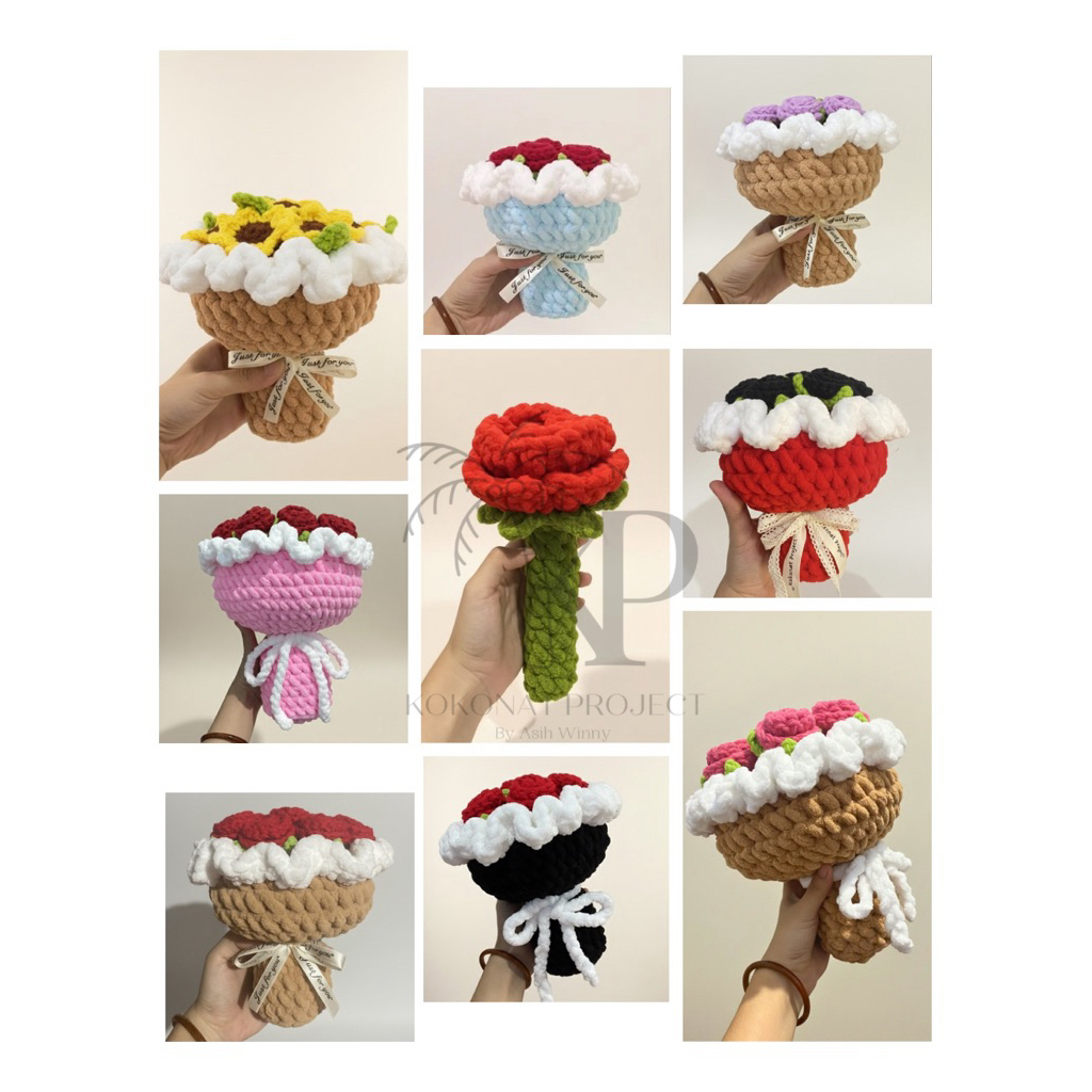 Jual [READY!!] Bouquet Flower Crochet - Buket Bunga Chenille Rajut ...