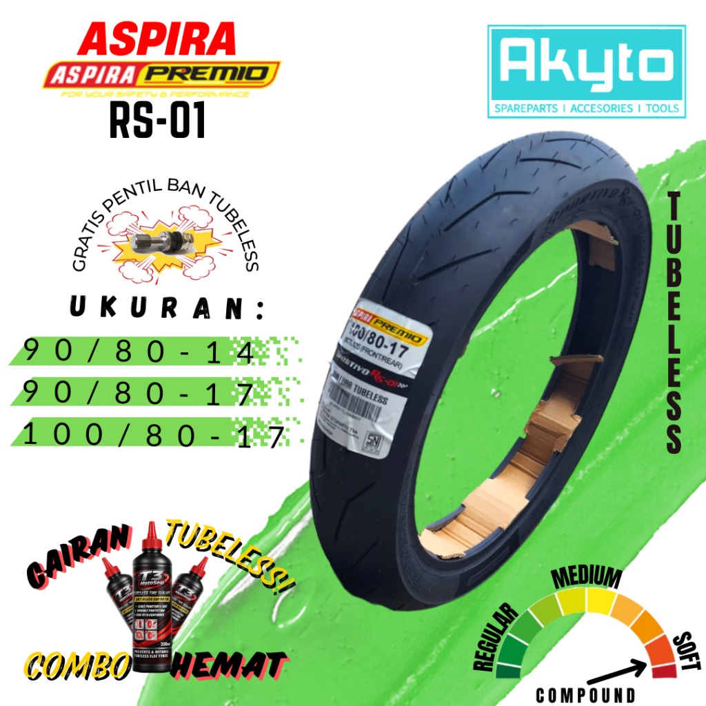Jual BAN ASPIRA PREMIO RS-01 / RS01 / BAN TUBELESS /BAN BALAP / SOFT ...