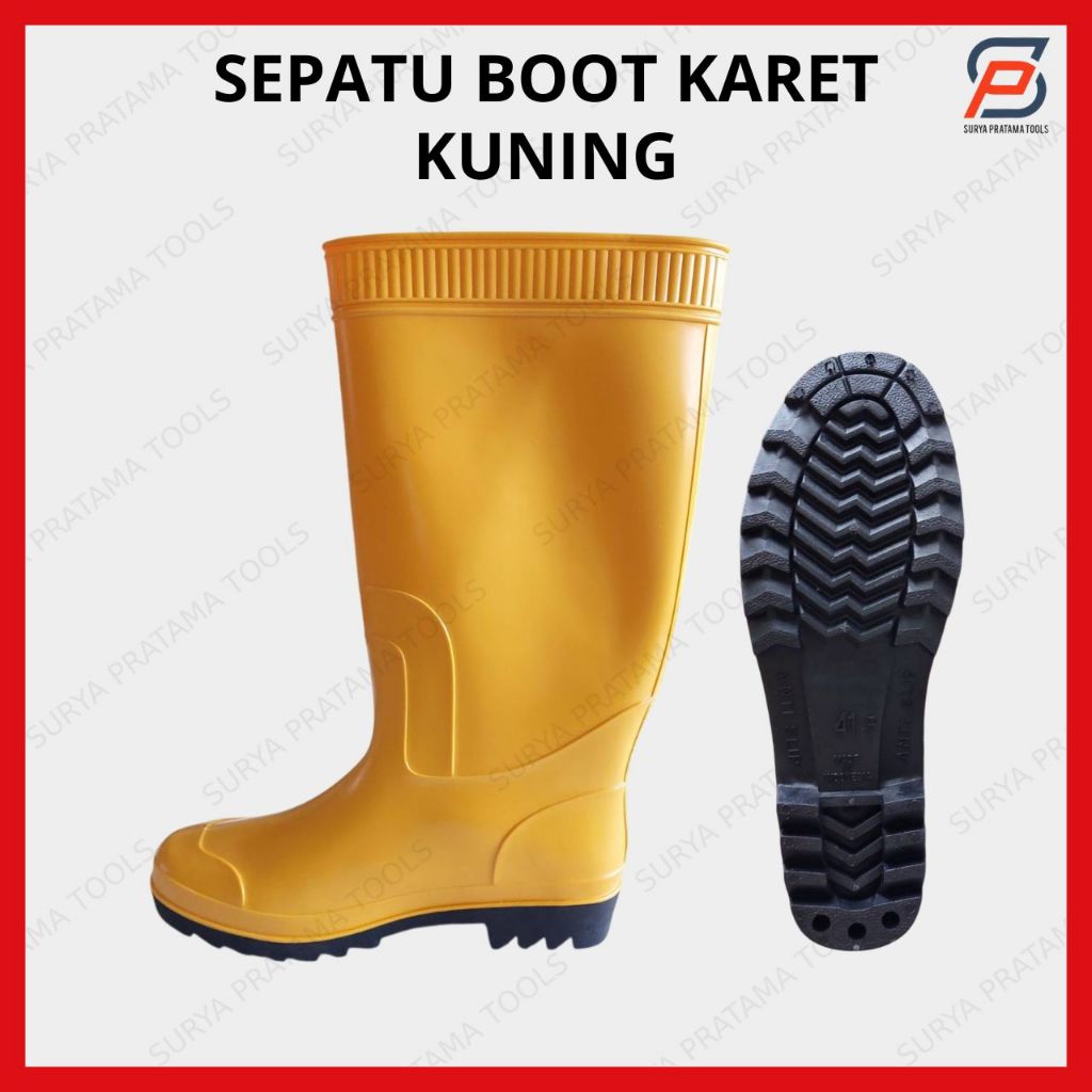 Jual Sepatu Boot Karet Anti Slip Kuning / Sepatu Proyek / Sepatu Kebun ...
