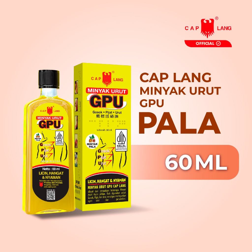 Jual CAP LANG - GPU Minyak Gosok Pijat Urut PALA 60 ml | Shopee Indonesia