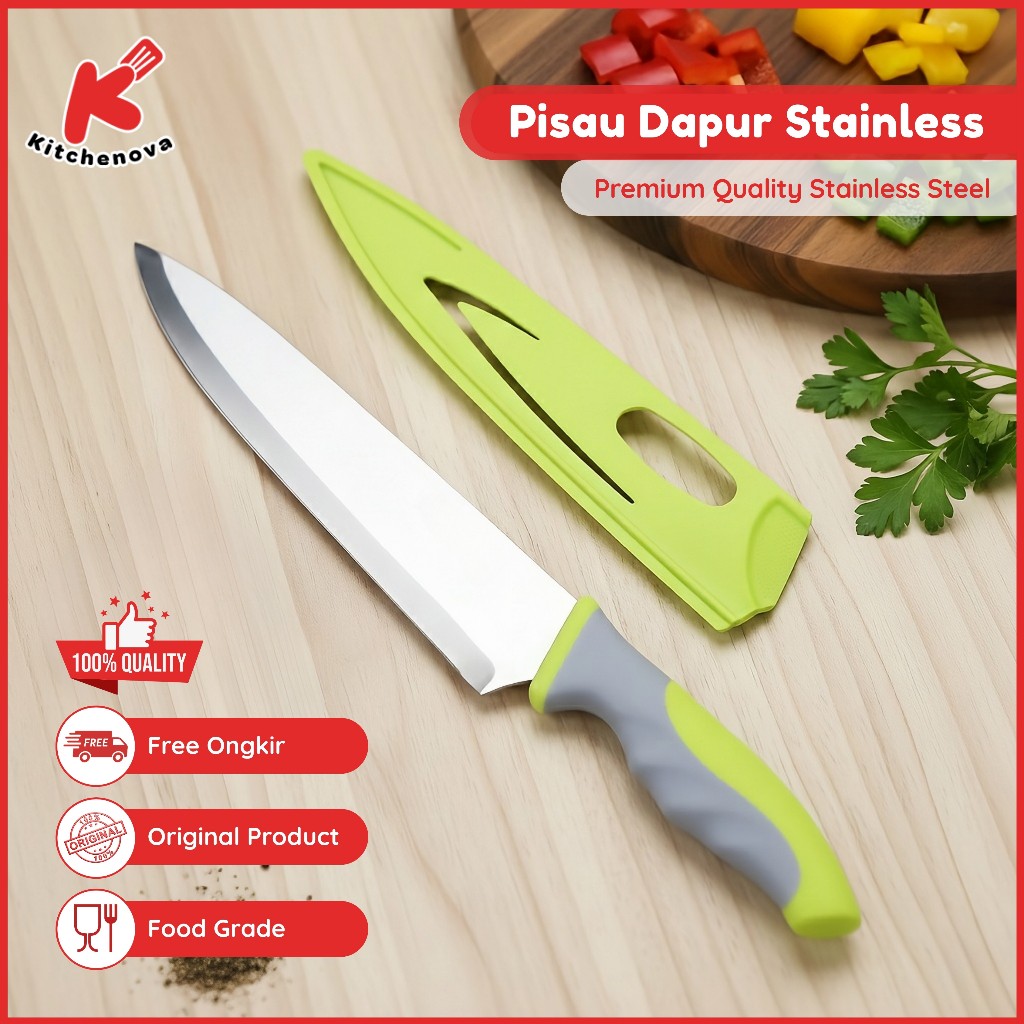 Jual Kitchenova Pisau Dapur Stainless Tebal Tajam Premium Quality Chef ...