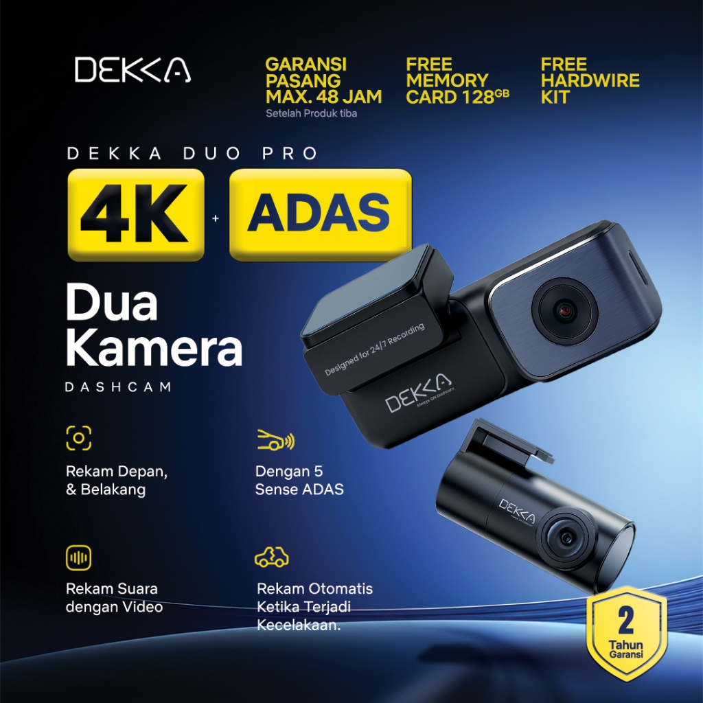 Jual DEKKA DK41 Dashcam Dual Cam 4K + Micro SD 128GB | Shopee Indonesia
