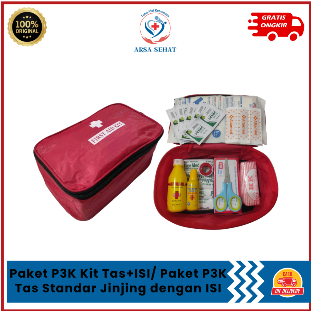 Jual Paket P3K Kit Tas+ISI/ Paket P3K Tas Standar Jinjing dengan ISI ...