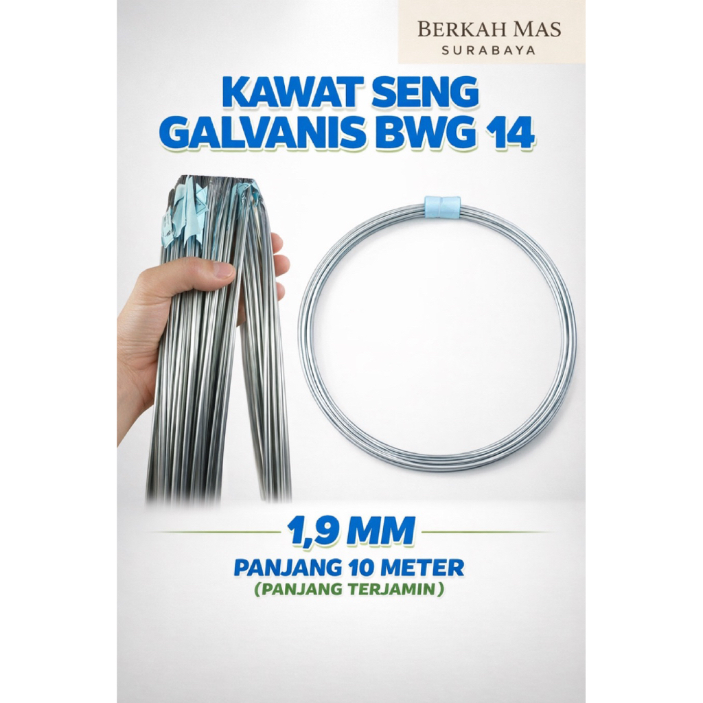 Jual Kawat Seng Galvanis BWG 14 ( 1,9 mm ) - 1 Roll Panjang 10 Meter ...