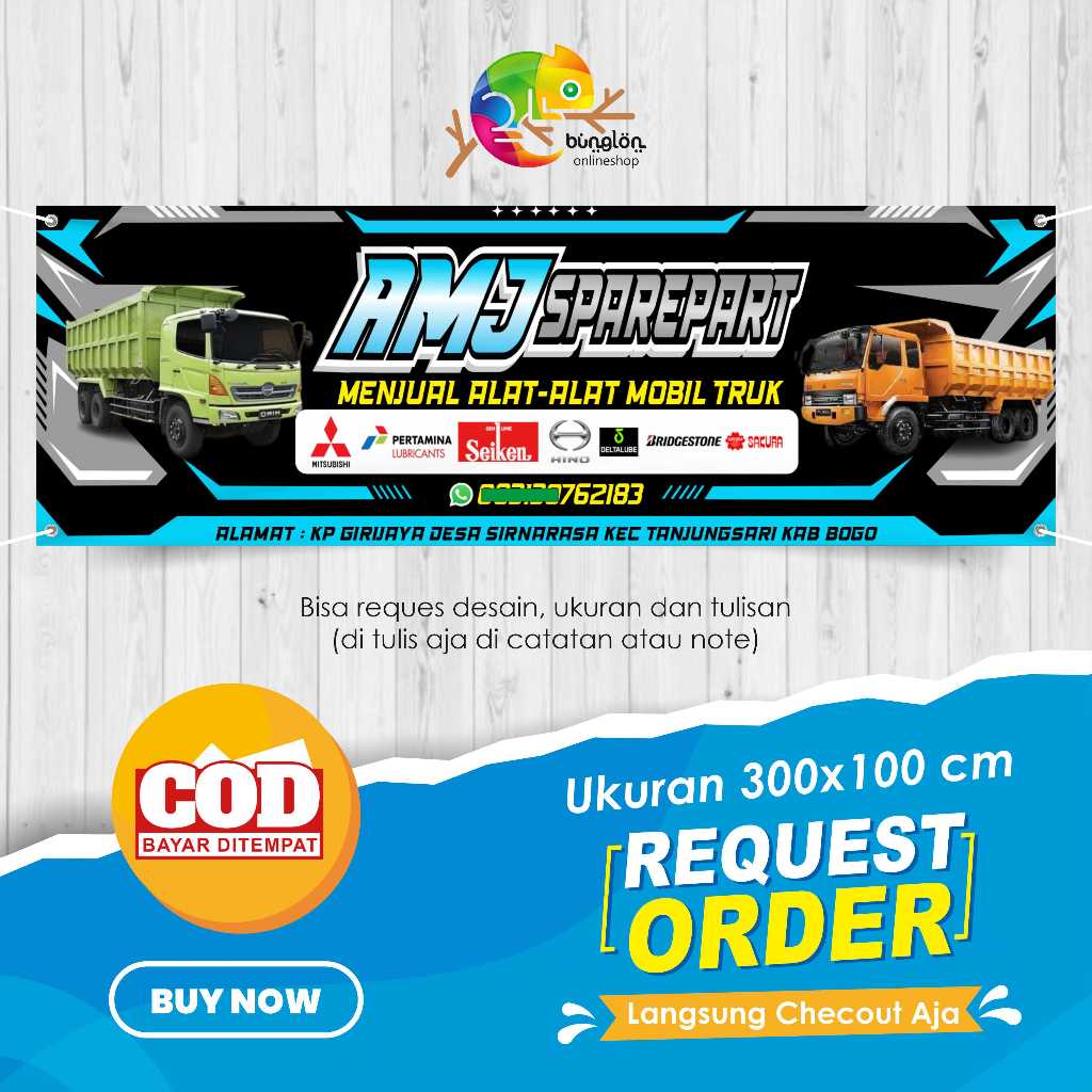 Jual CETAK BANNER 300X100 CM SPANDUK BENGKEL MOBIL TRUK CUSTOM | Shopee ...