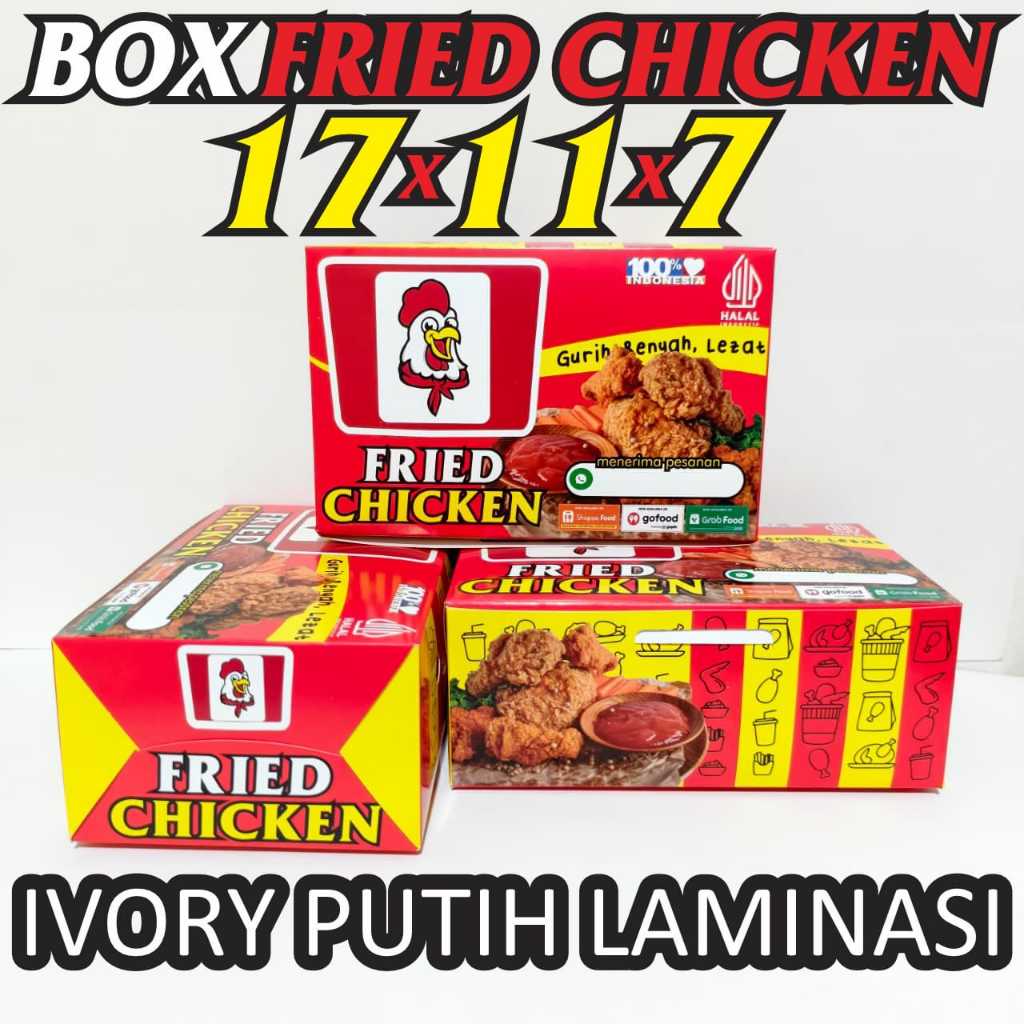 Jual (isi 100)Box Friedchicken CAP 17x11x7 Laminasi /dus makanan murah ...