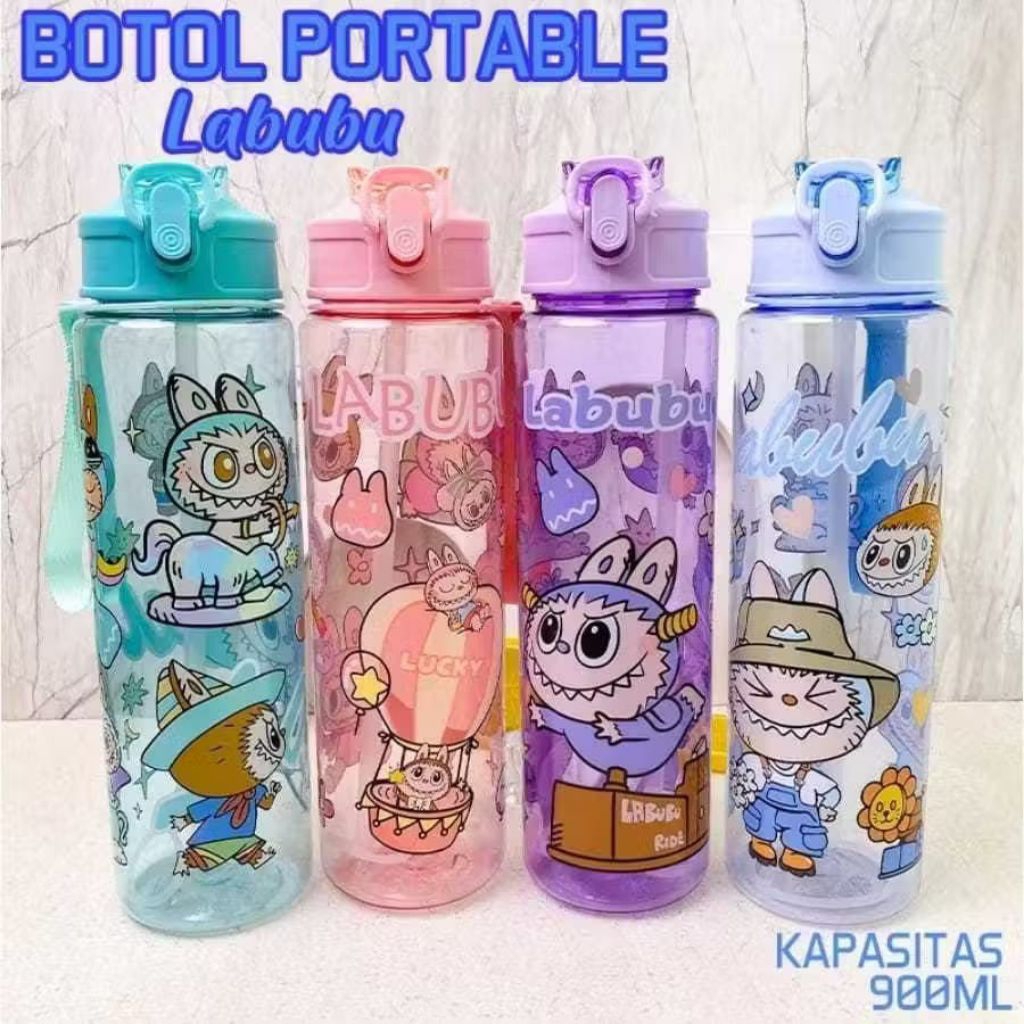 Jual Botol Minum Karakter Labubu Bening Plastik / Botol Air Minum ...