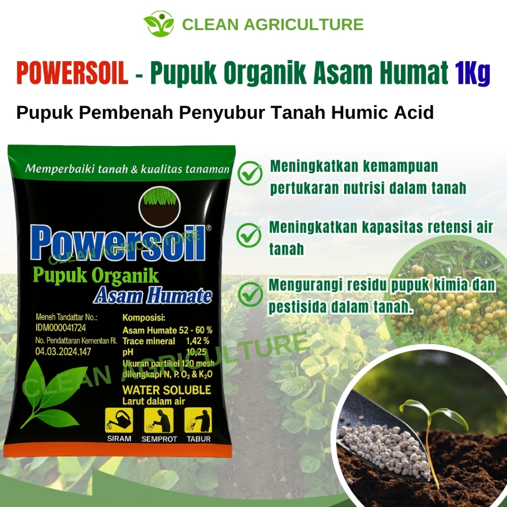 Jual POWERSOIL Pupuk Organik Asam Humat 1 Kg Kemasan Pabrik Pembenah ...