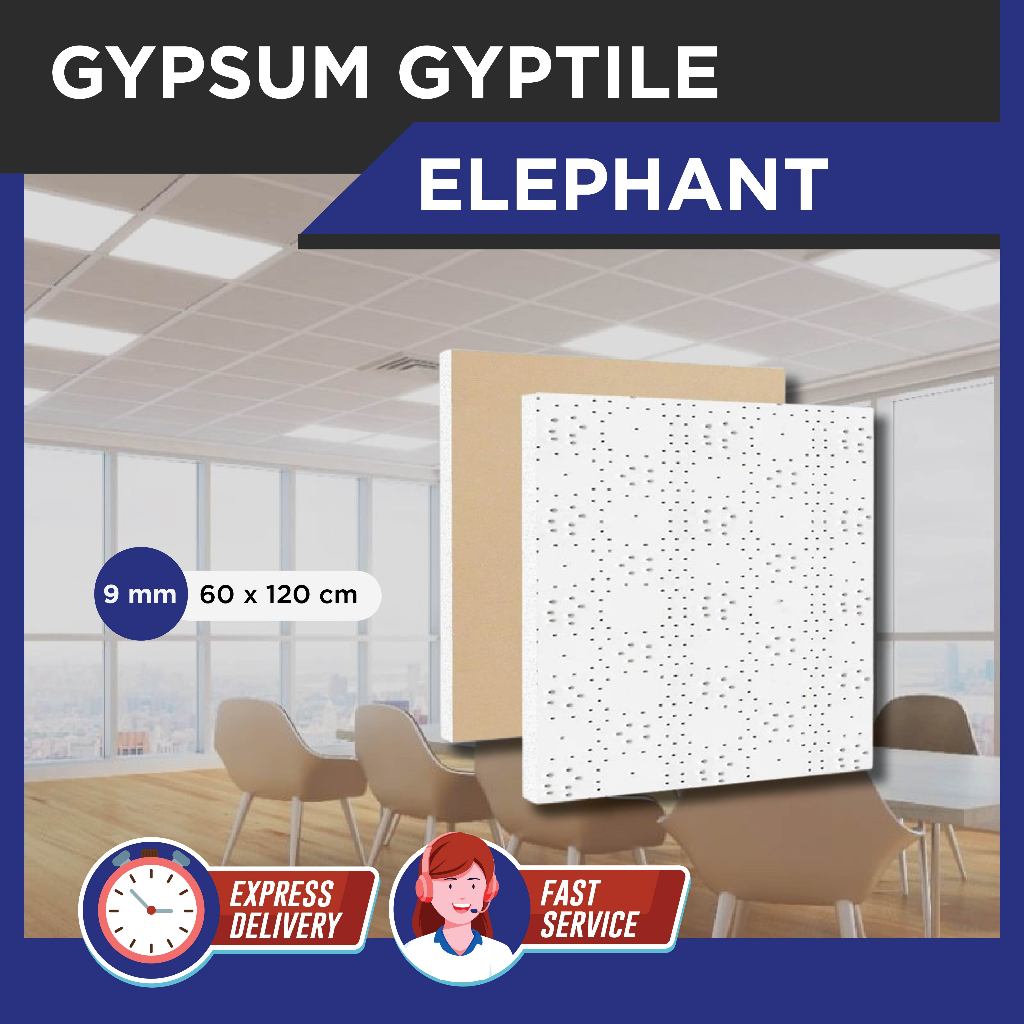 Jual Gypsum Gyptile Elephant 9 mm / 60x120 cm / Plafon Akustik / Gipsum ...