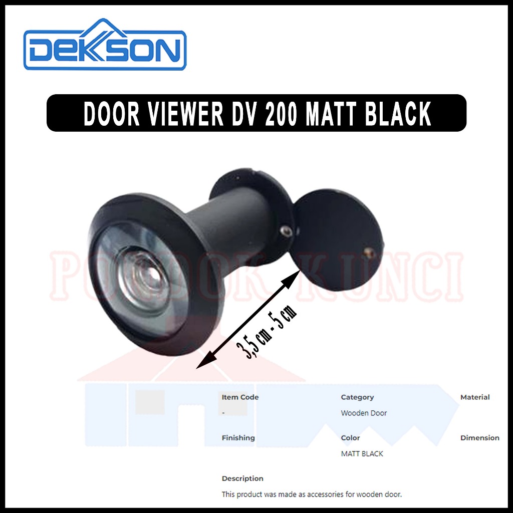 Jual Door Viewer Dekkson DV 200 Matt Black / Door Viewer Lubang Intip ...