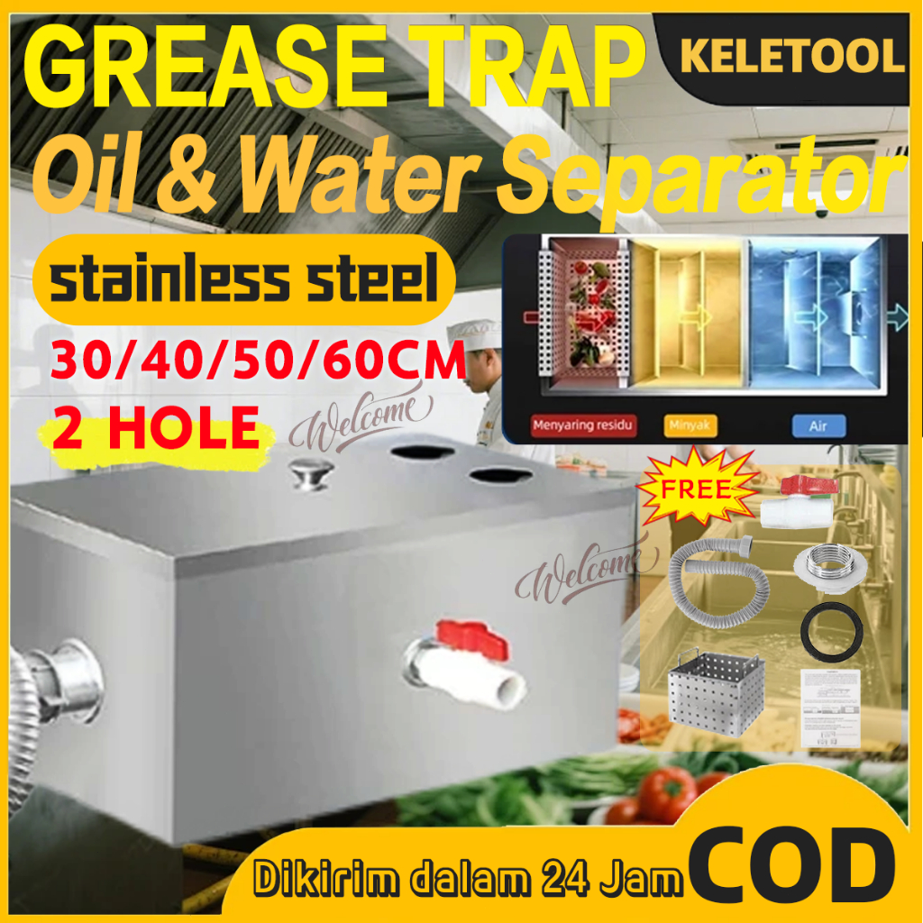 Jual Stainless Steel 304 Grease Trap 30x25x25 CM Penyaring Lemak Minyak ...