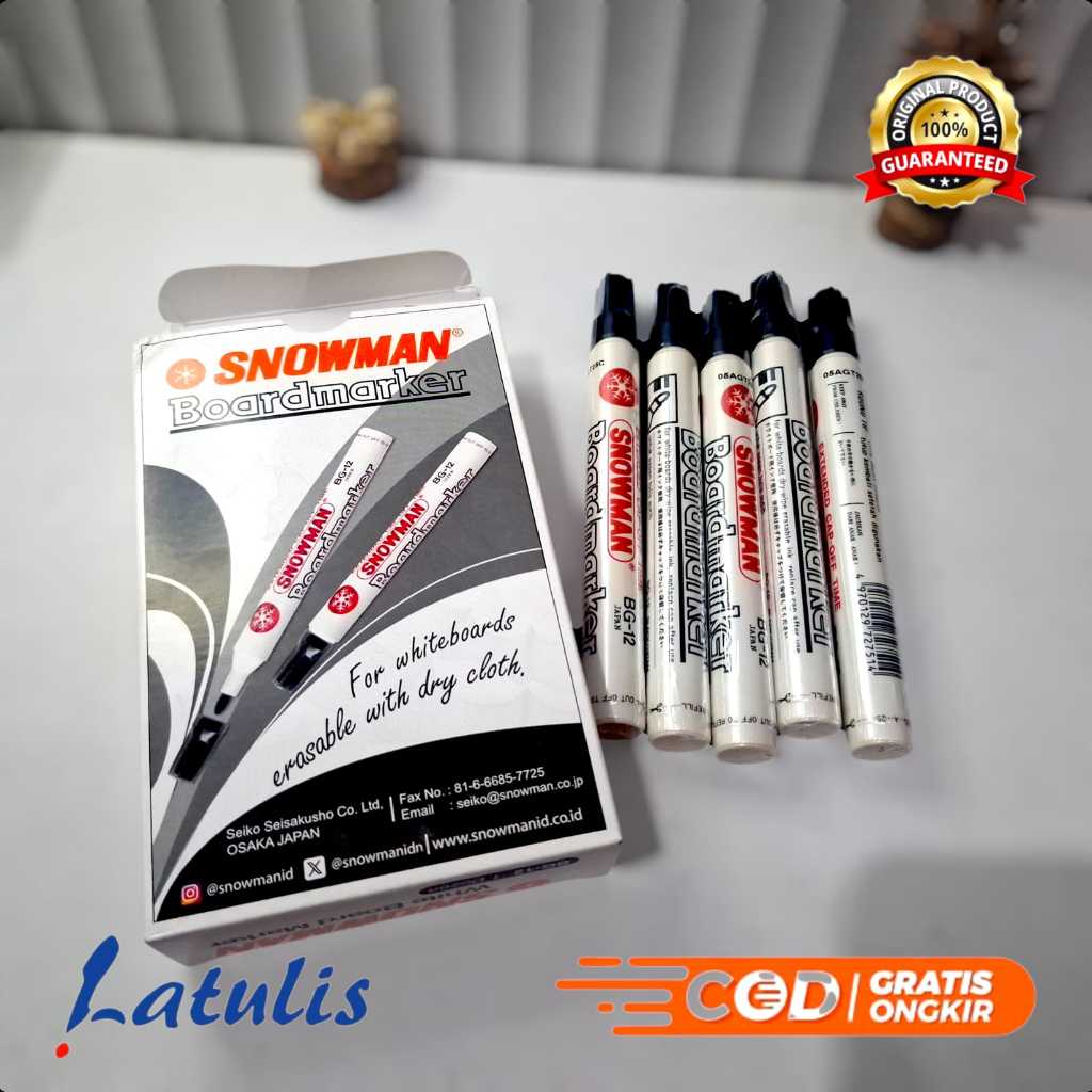 Jual (12pc) SPIDOL WHITEBOARD SNOWMAN BG 12 / SEPIDOL PAPAN TULIS BG 12 ...