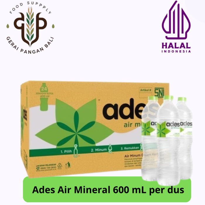 Jual Ades Air Mineral 600 mL per dus | Shopee Indonesia