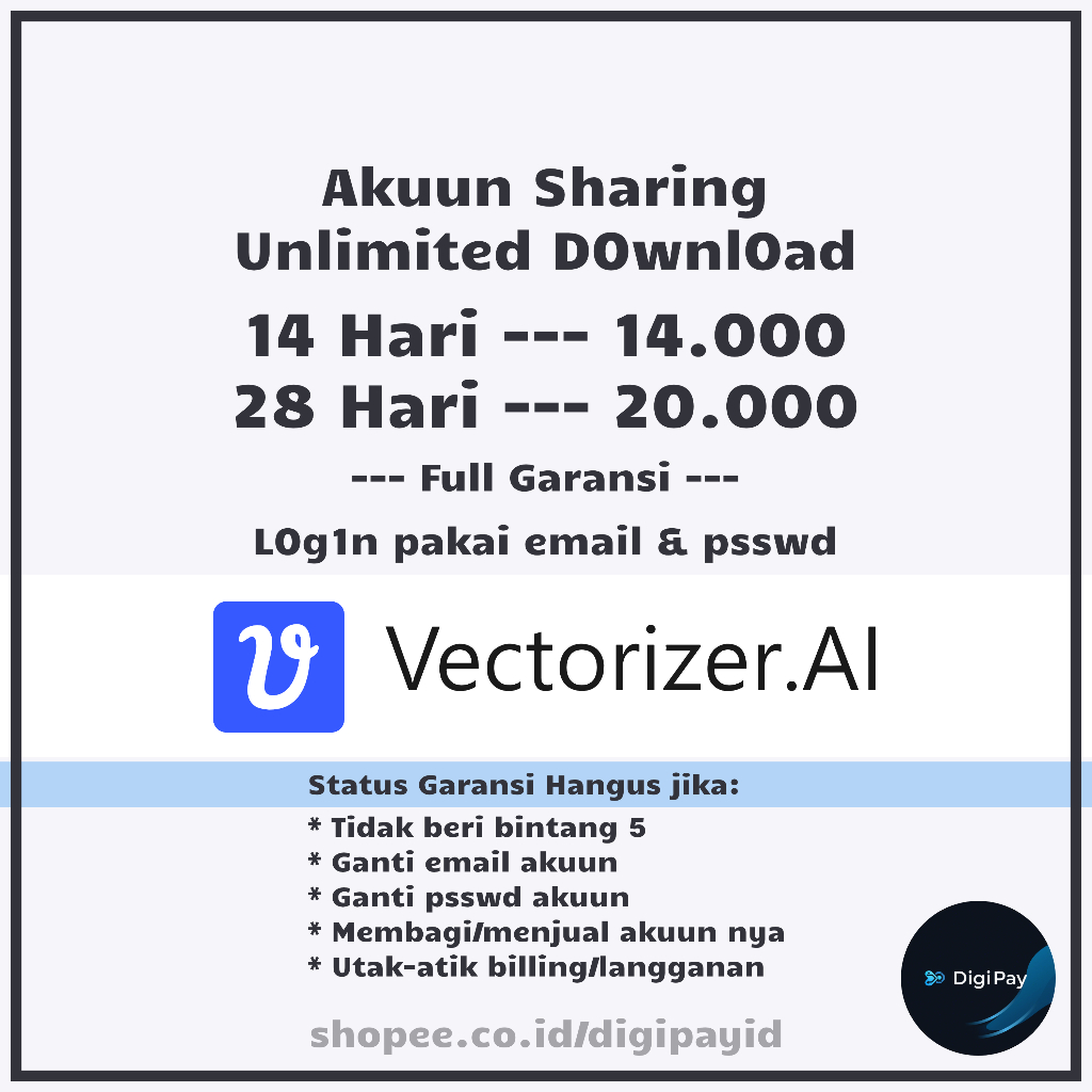 Jual Vectorizer Ai Unlimited Downl0ad Full Garansi | Shopee Indonesia