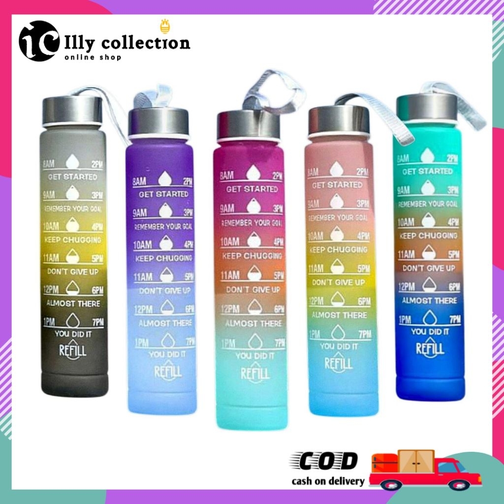 Jual Botol Minum Mini Gradasi Slim 300ml Penanda Waktu | Shopee Indonesia