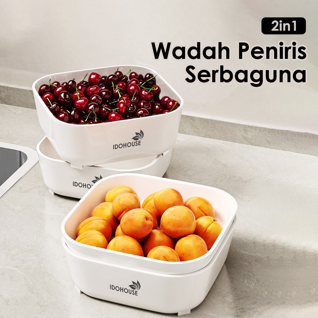 Jual Wadah Peniris 2in1 Serbaguna Tempat Cuci Buah Sayur Double Layer ...