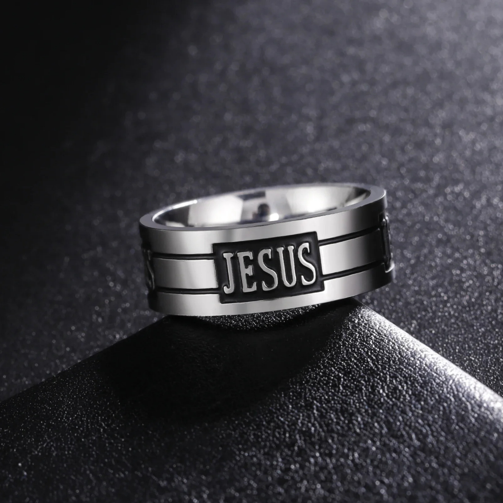 Jual Cincin Tulisan Jesus 2 Garis / Jesus Cross Ring - JESUS Letter ...