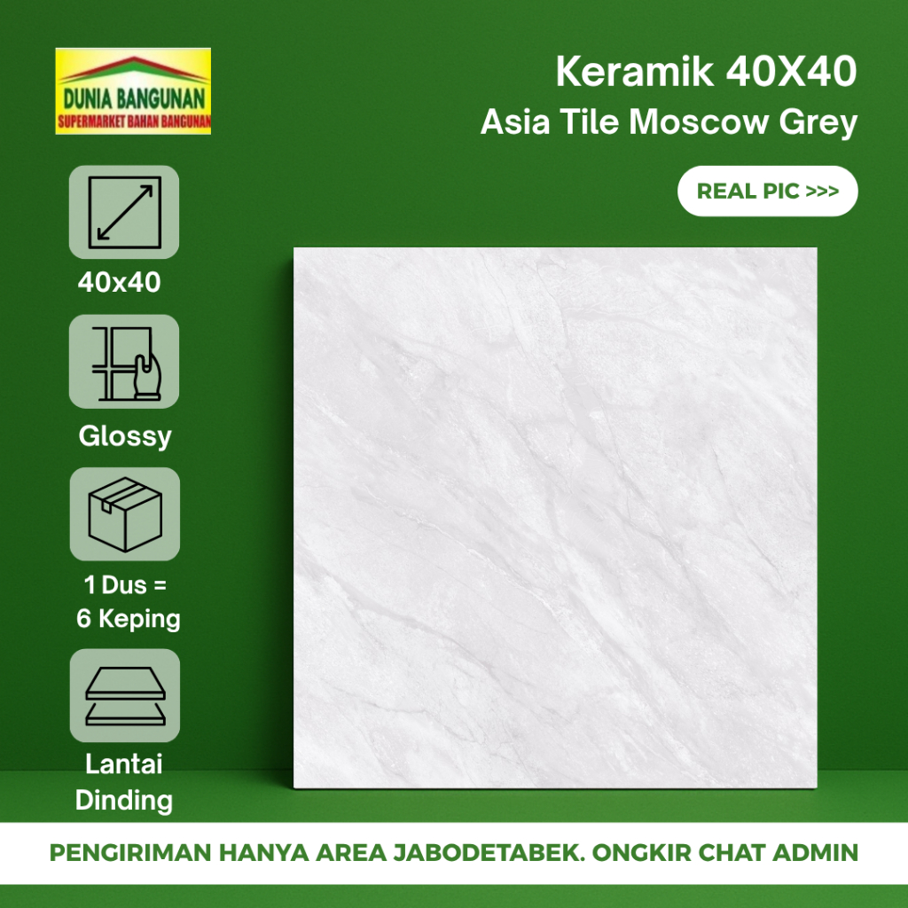 Jual Keramik Lantai 40x40 Asia Tile Moscow Grey Keramik Glossy Marble ...