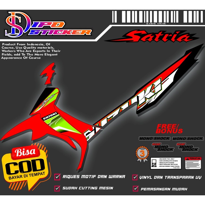 Jual Sticker Striping Satria Hiu Custom Transparan UV (sudah cuting ...