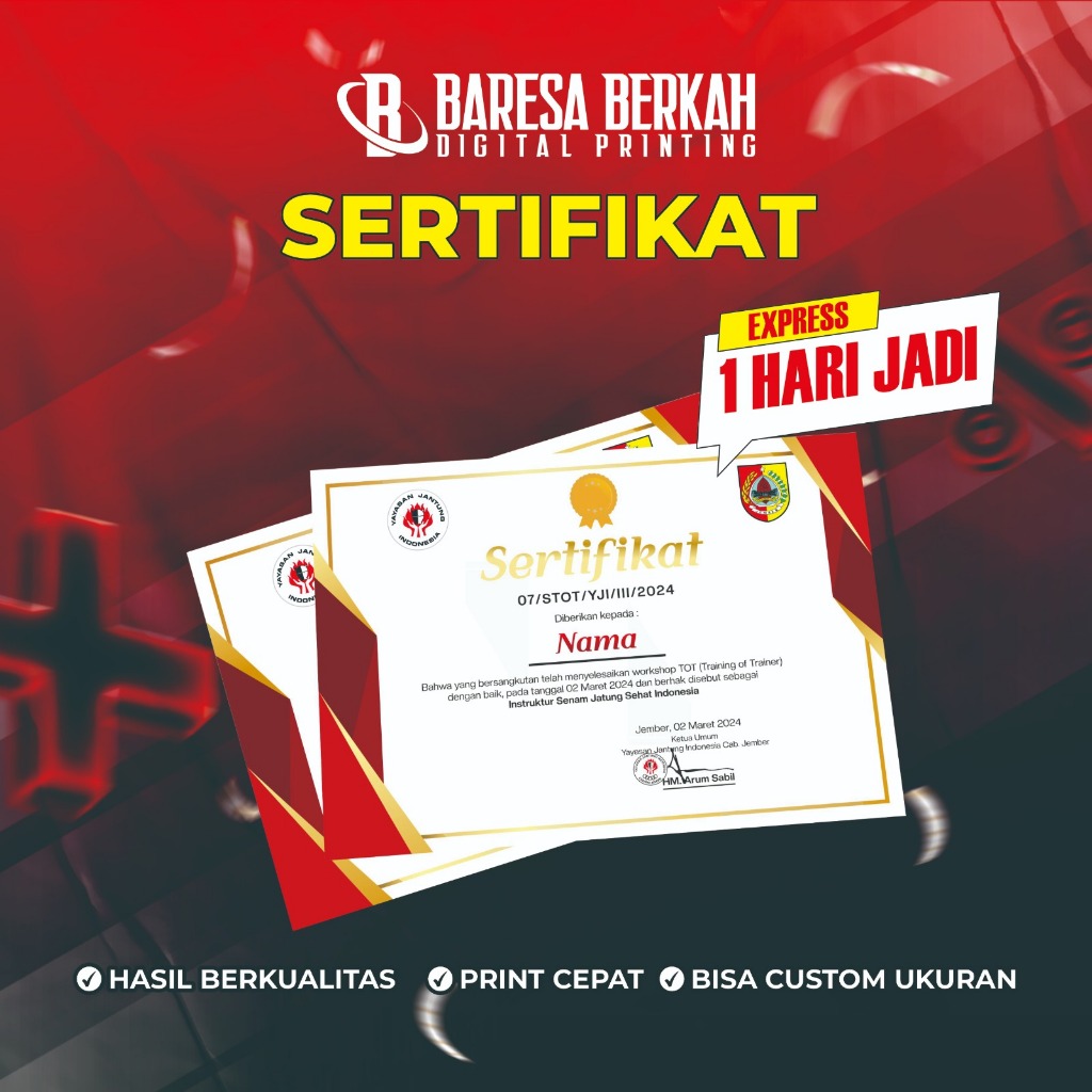 Jual Cetak Sertifikat & Piagam A4 Custom Full Color | Shopee Indonesia