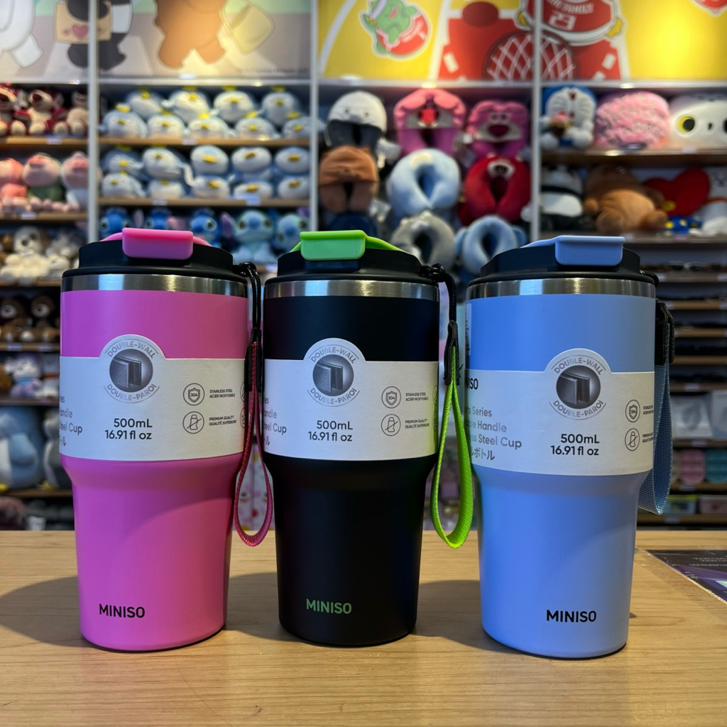 Jual Miniso Sports Series Portable Handle Stainless Steel Cup 500mL ...