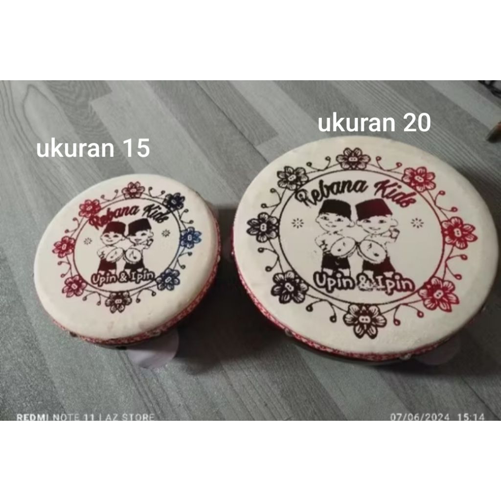 Jual Rebana hadroh/terbang motif upin ipin ukuran 15 cm | Shopee Indonesia