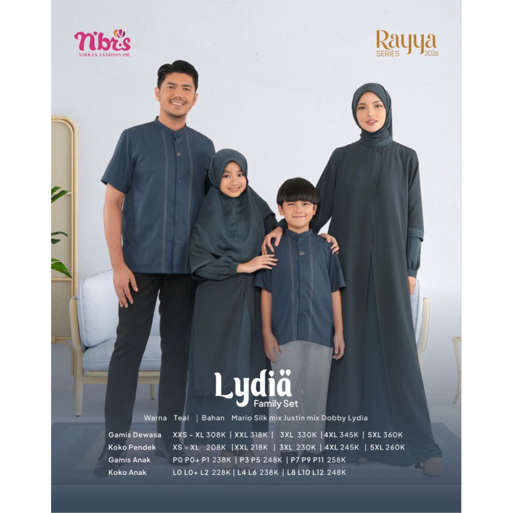 Jual SARIMBIT NIBRAS 2026 RAYYA LYDIA TEAL FAMILYSET NIBRAS 2026 ...