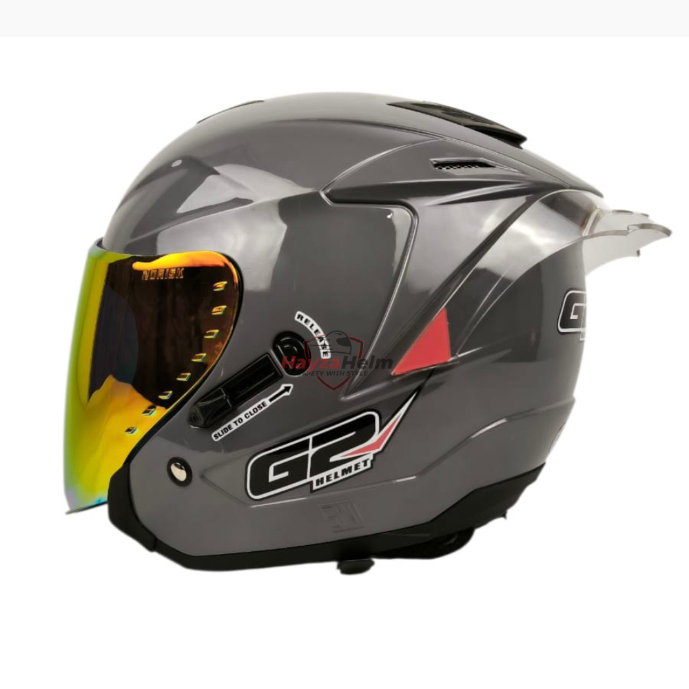 Jual HELM G2 OPTIMAX PAKET GANTENG GREY GLOSY| HELM HALF FACE | Shopee ...