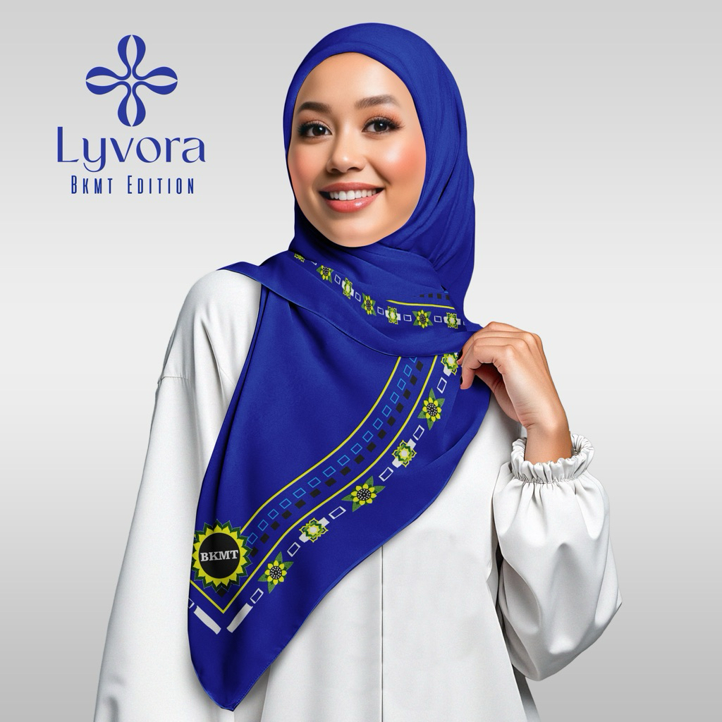 Jual Jilbab BKMT - 004 Biru - Hijab Voal Premium Lyvora – Segi Empat ...