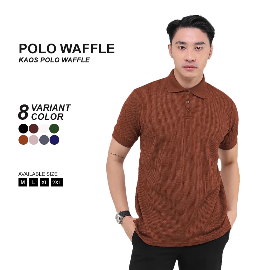 Jual BROGUY Kaos Polo Shirt Pria Waffle - Chestnut | Shopee Indonesia