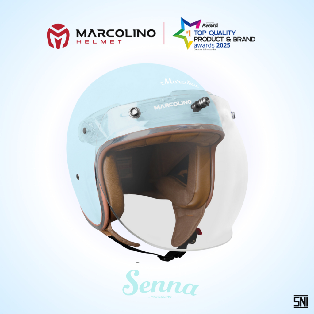 Jual Helm Bogo Wanita Pria [ Marcolino Senna Blue With Visor ...