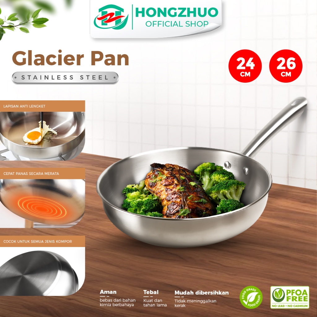 Jual Hongzhuo X ABS Glacier Pan 24 26 CM Panci Wajan Stainless Steel ...