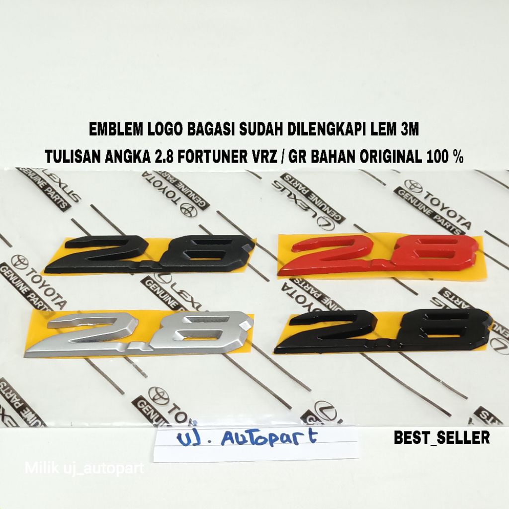 Jual Emblem Logo Angka Tulisan 2.8 28 Fortuner Gr Vrz OriginaL 100% ...