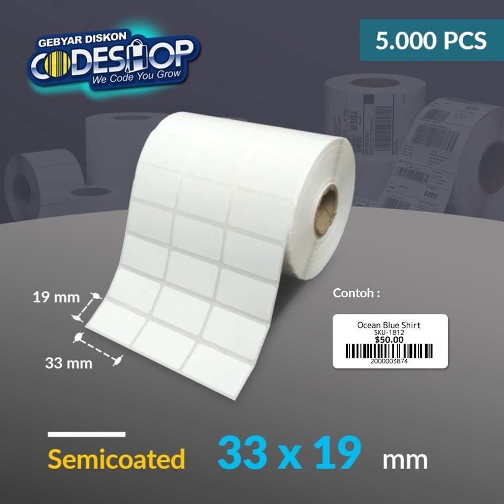 Jual [CR] Codeshop Label Barcode Semicoat 33x19 mm 3 Line Kertas Stiker ...