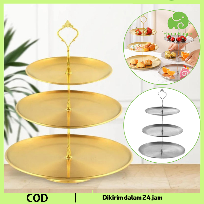 Jual Piring Susun 3 Tier Cake Stand / Cupcake Stand Menara Kue Dessert ...