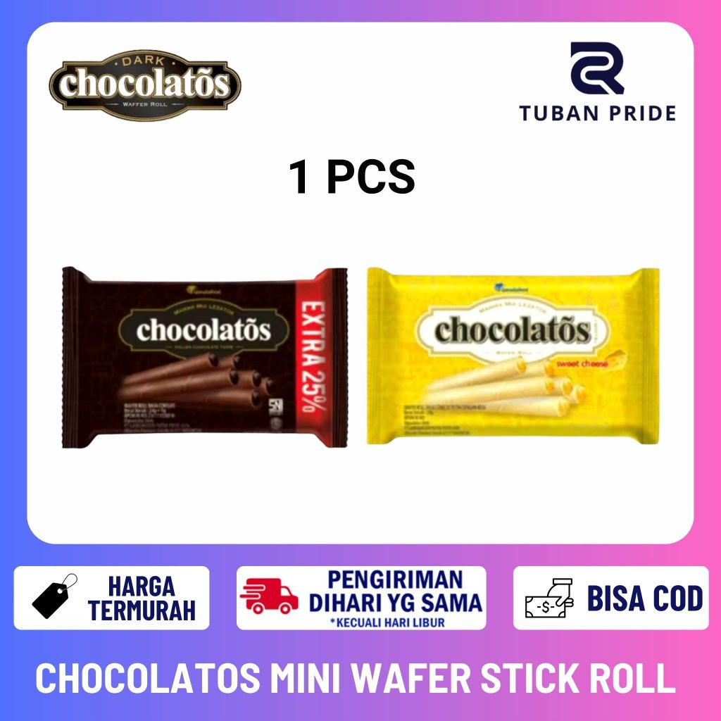 Jual [TP] Chocolatos mini wafer stick roll 27 gram dark chocolate keju ...