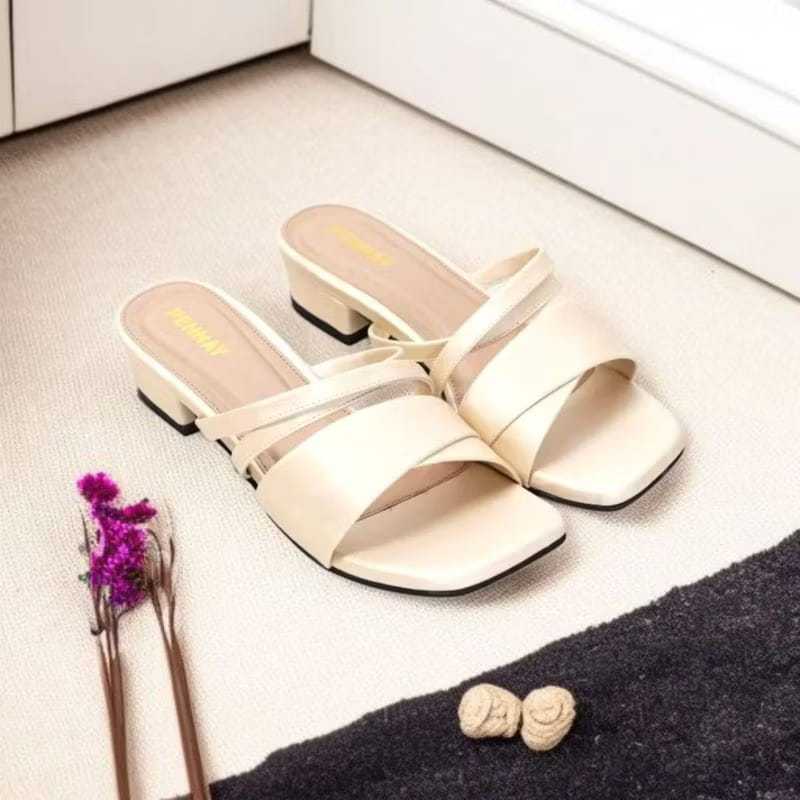 Jual sendal wanita heels hak tahu 3cm model terbaru sendal viral ...