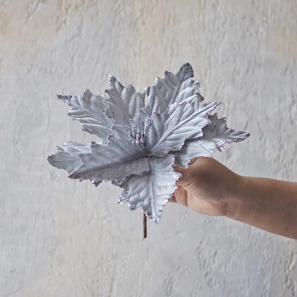 Jual Bunga Artificial Kastuba Poinsettia Velvet with Shimmer Trim ...