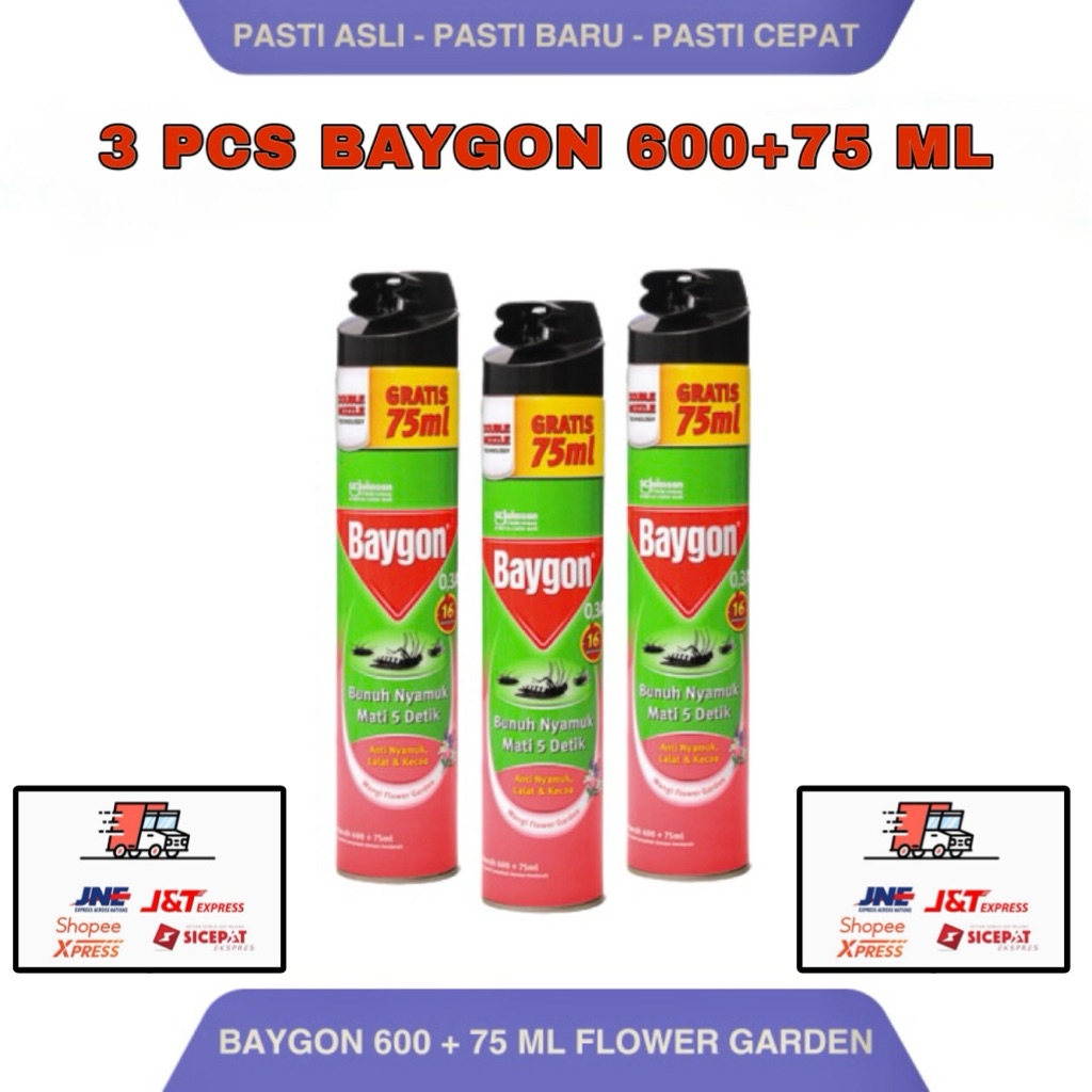 Jual PAKET 3 PCS BAYGON AEROSOL ISI 600 PLUS 75 ML BAYGON SEMPROT ANTI ...
