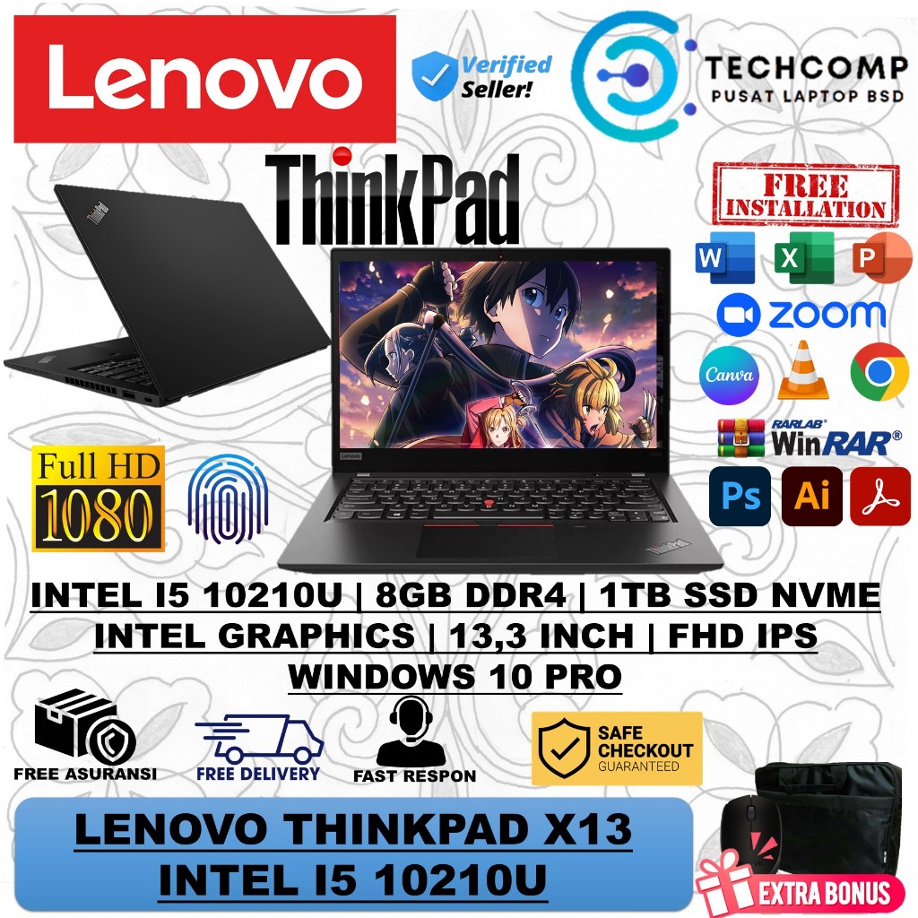 Jual Lenovo Thinkpad X13 Intel i5 10210U 8GB 1TB SSD 13,3 Inch FHD ...