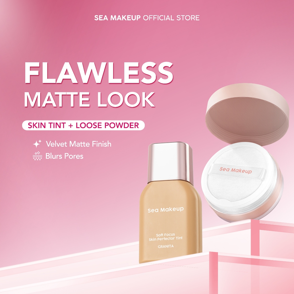 Jual Sea Makeup Flawless Matte Look - Bundle 2in1 Skin Tint & Loose ...