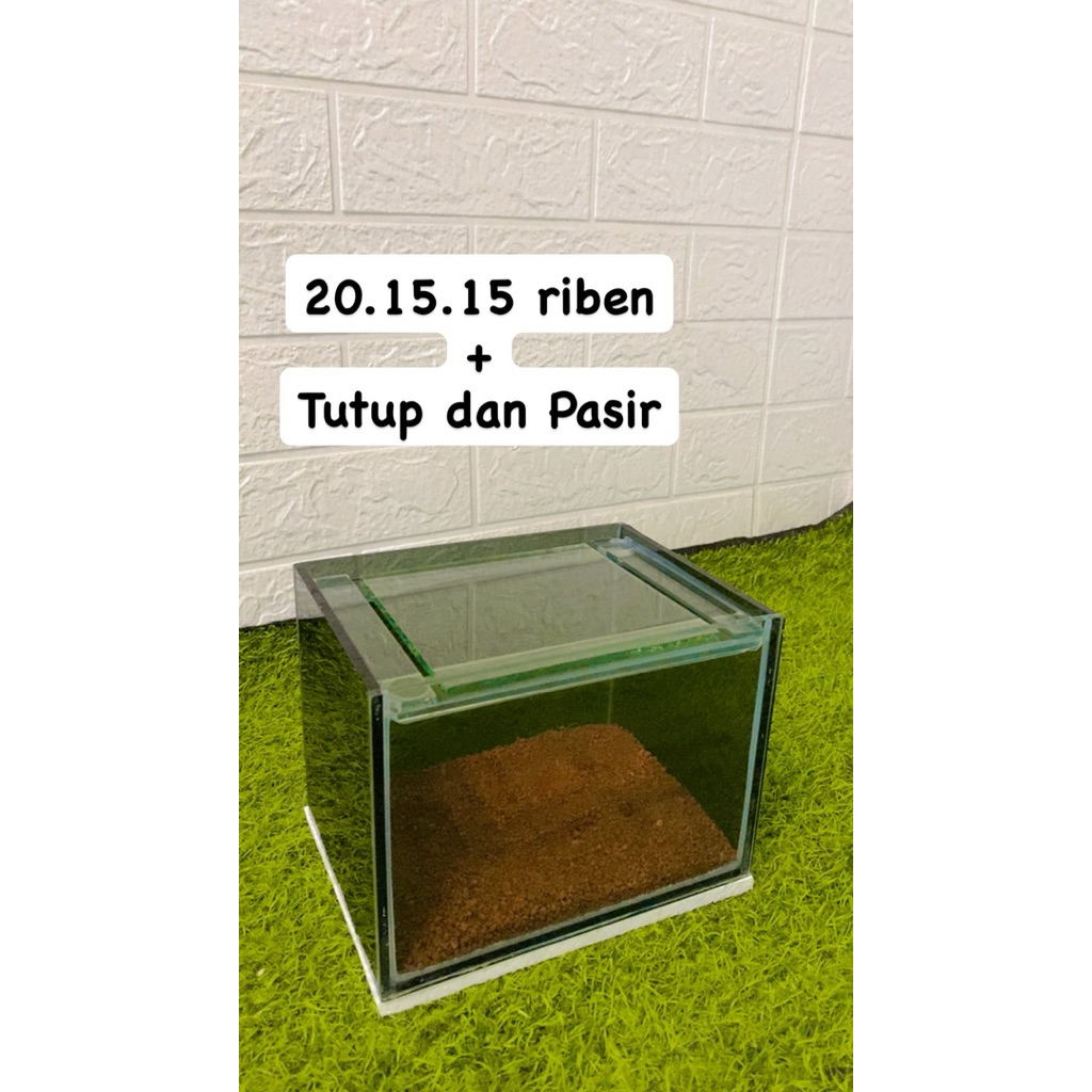Jual aquarium 20.15.15 + TUTUP + pasir kaca full hitam depan bening ...