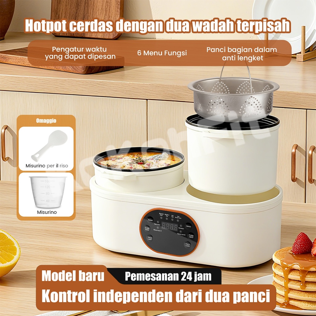 Jual COD Panci Listrik Double Pot Serbaguna 4L , 6IN1/ Panci Rice ...