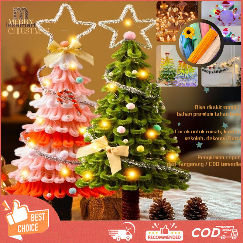Jual DIY Pohon Natal dari Kawat Bulu + Lampu LED | Dekorasi Natal ...
