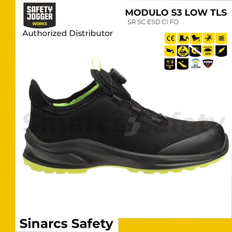 Jual MODULO S3S Low TLS Sepatu Safety Jogger - Black / Hitam | Shopee ...