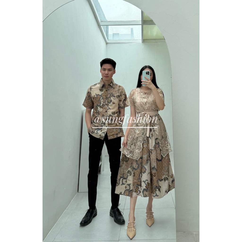 Jual S369 Couple dress kemeja batik bahan premium / couple batik natal ...